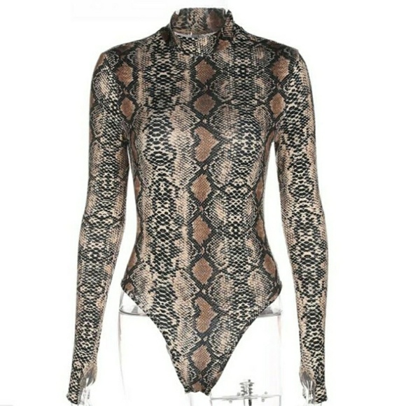 None | Tops | Snake Print Body Suit | Poshmark